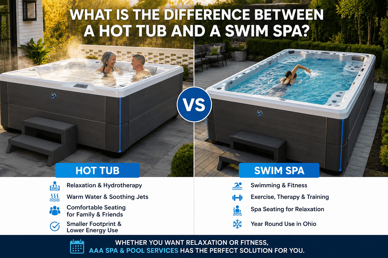 Difference Between a Hot Tub and a Swim Spa Zanesville